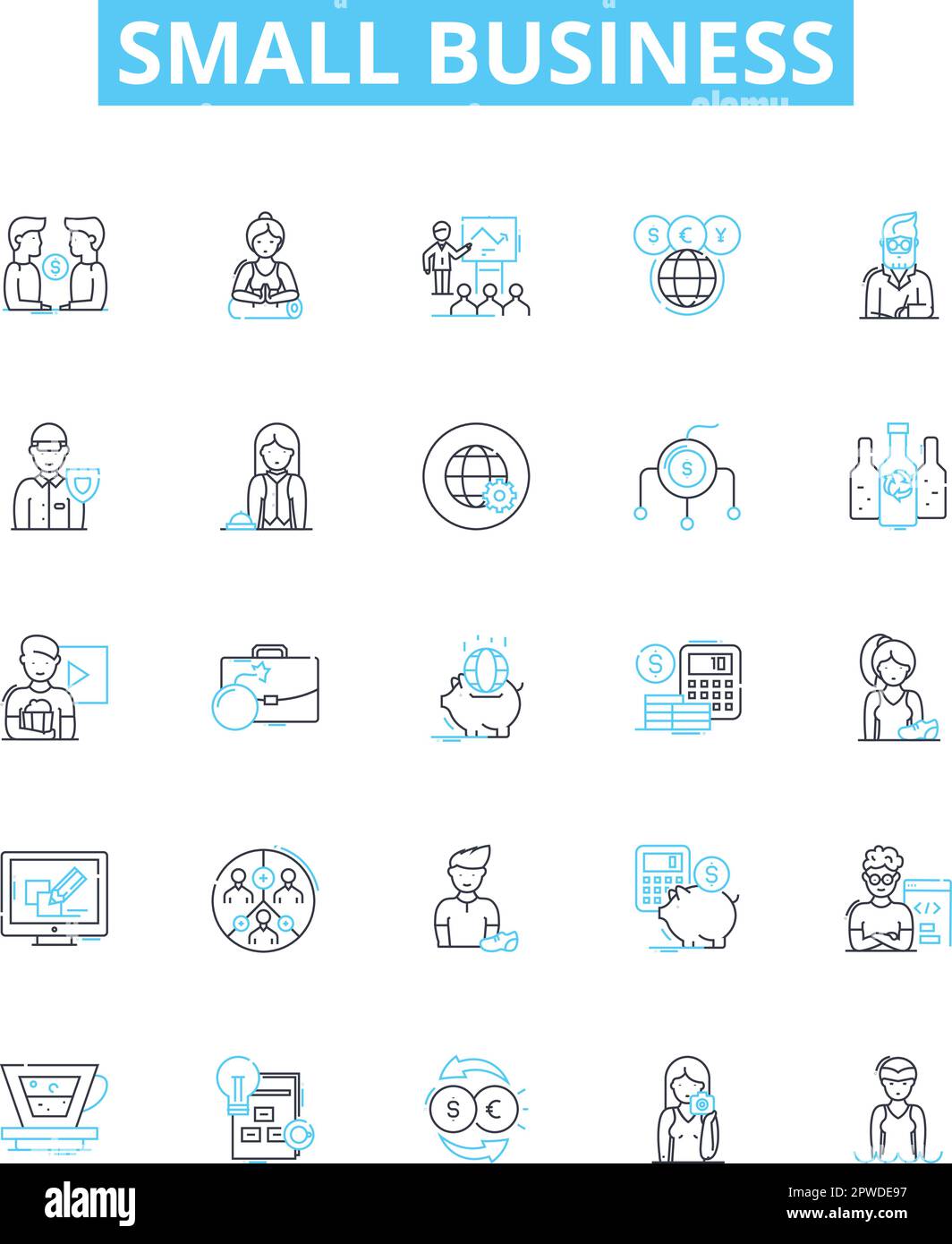 Small business vector line icons set. Small, business, entrepreneur ...
