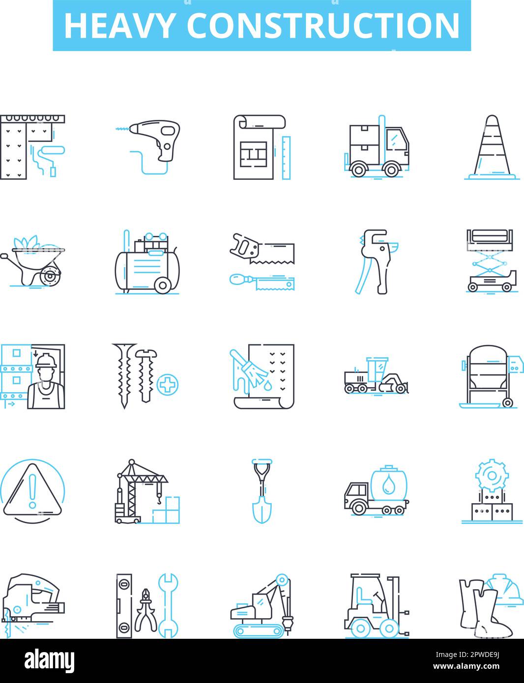 Heavy construction vector line icons set. Heavy, Construction ...