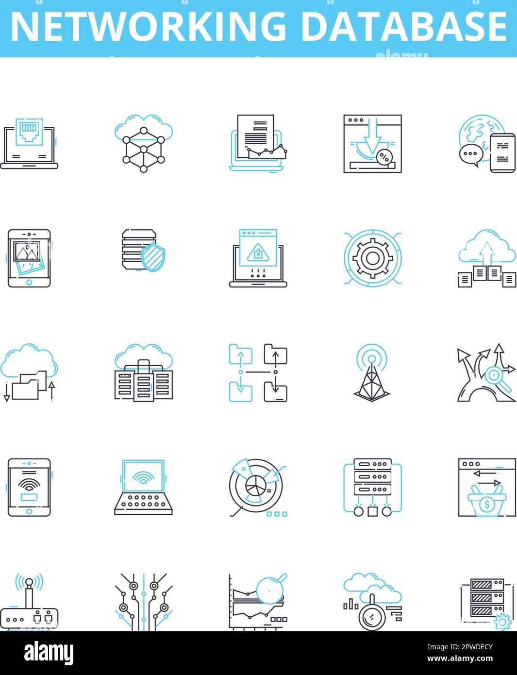 Networking Database Vector Line Icons Set Network Database Sql Connection Table Schema