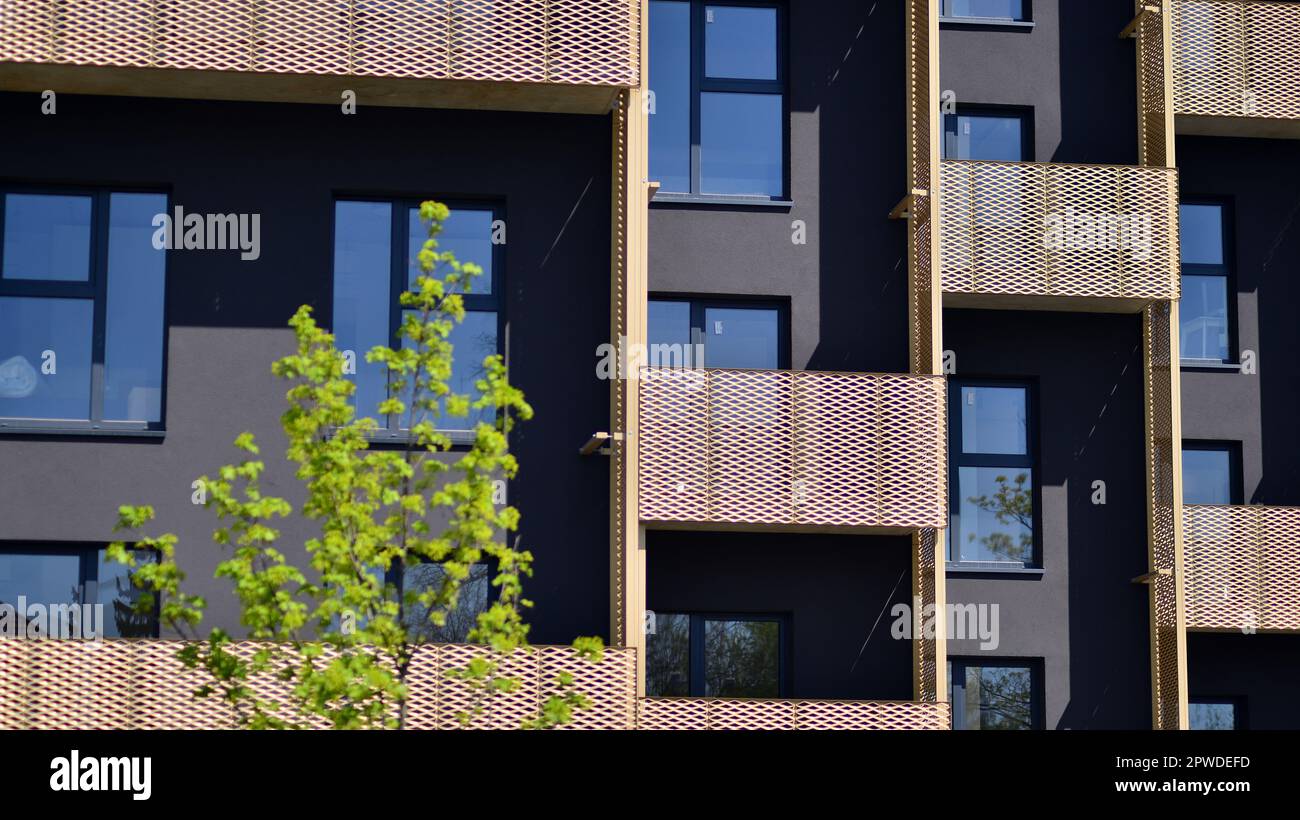 Ecology and green living in city, urban environment concept. Modern ...