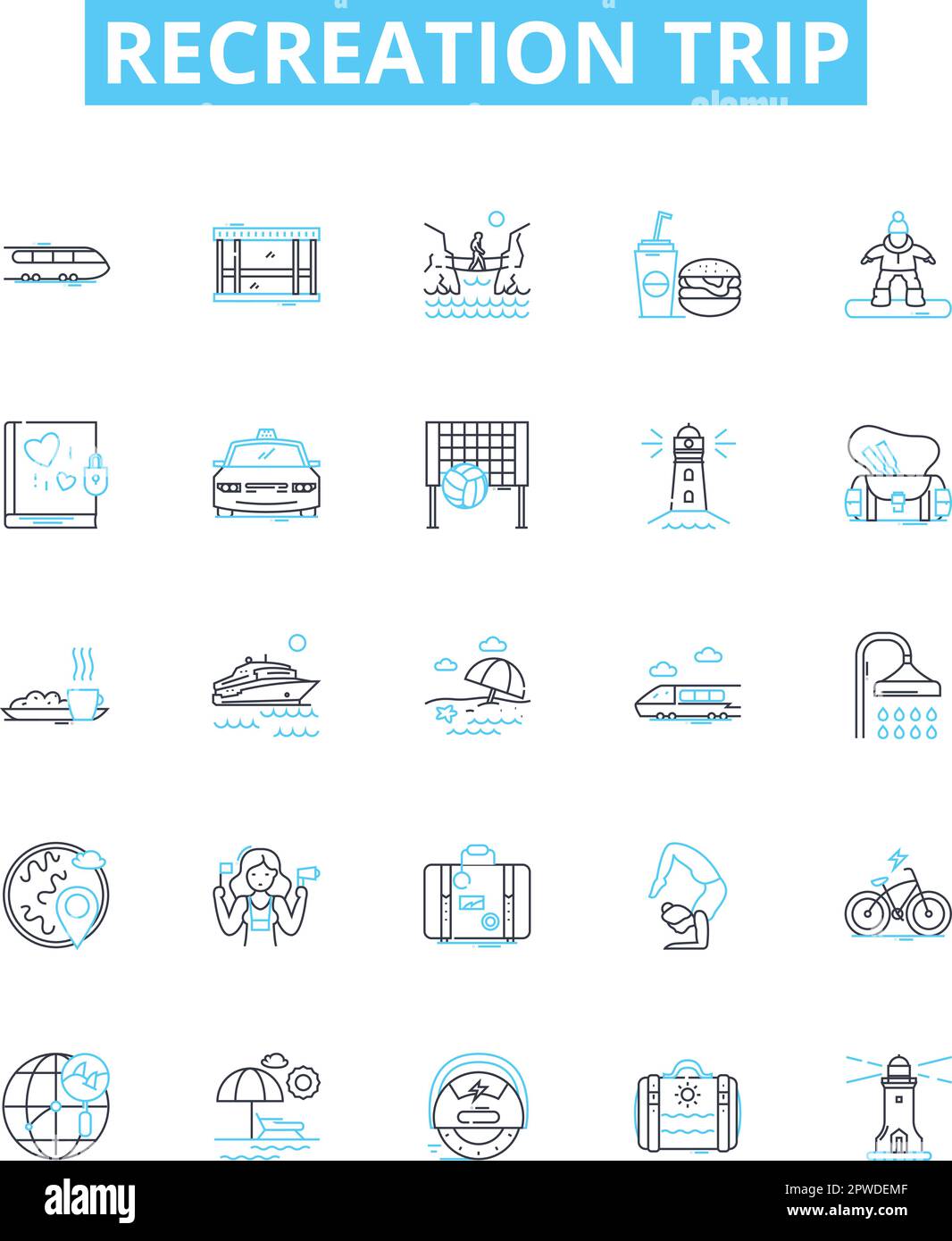 Recreation trip vector line icons set. Recreation, Trip, Holiday, Tour ...