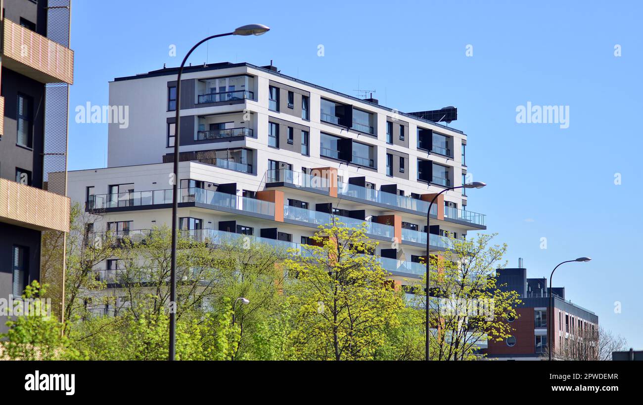 Ecology and green living in city, urban environment concept. Modern ...