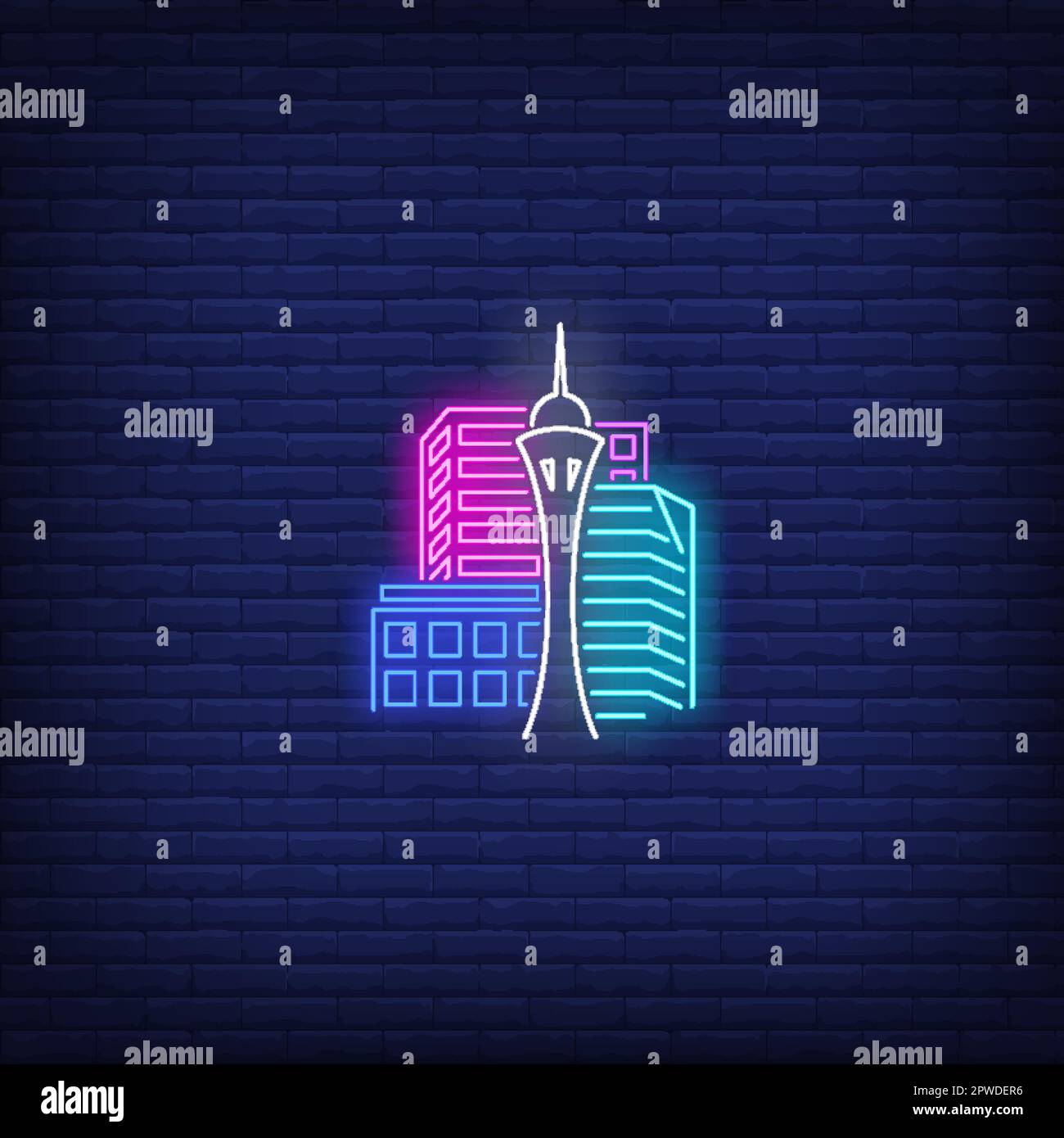 City buildings and tower neon sign Stock Vector Image & Art - Alamy