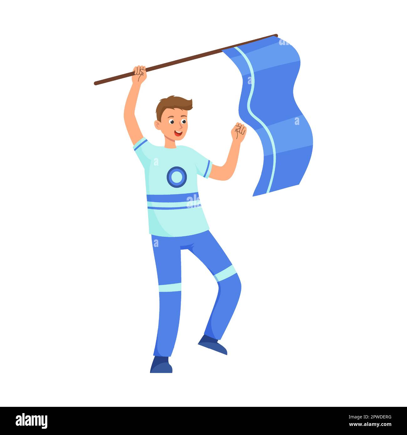 Football or soccer fan with flag of country in hand, flat vector ...