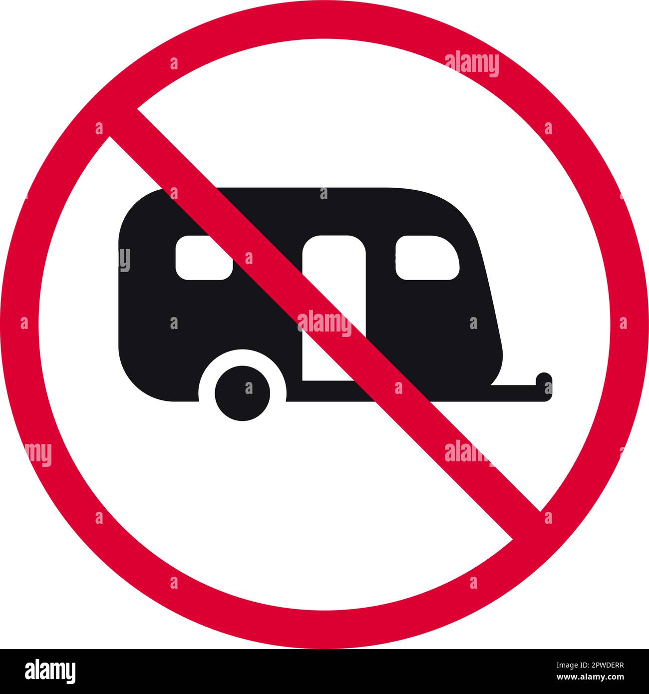 No camping cars prohibited sign, no caravan forbidden modern round ...