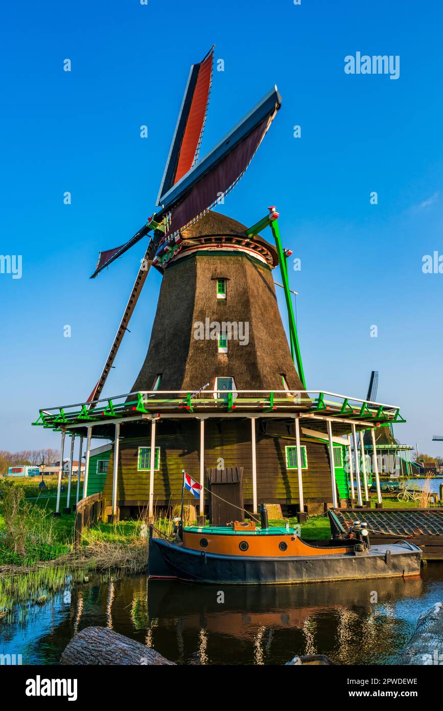 Zaanse Schans windmill, Zaandam near Amsterdam in Holland Stock Photo ...