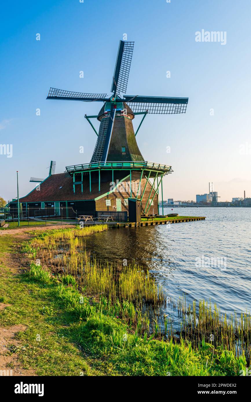 Zaanse Schans windmill, Zaandam near Amsterdam in Holland Stock Photo ...