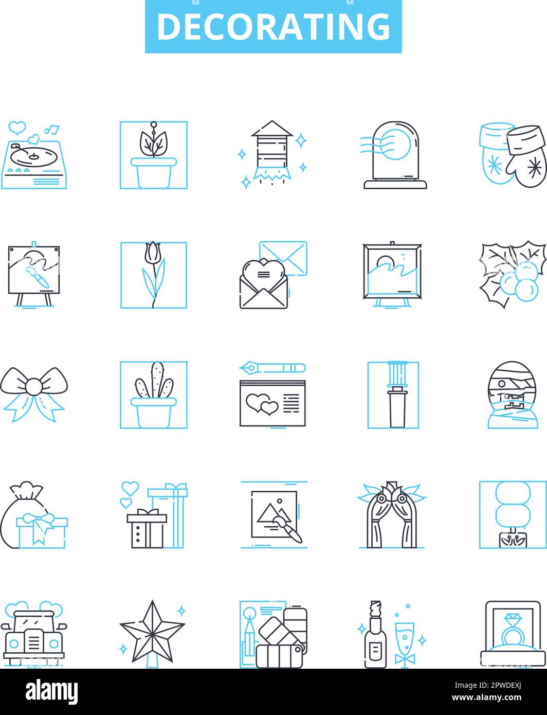 Decorating vector line icons set. Paint, Wallpaper, Furnishings ... Decorating vector line icons set. Paint, Wallpaper, Furnishings ...