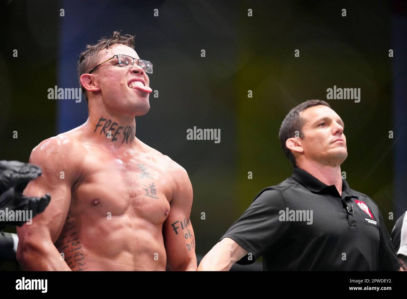 LAS VEGAS, NV - April 29: Caio Borralho in a Middleweight bout at UFC ...
