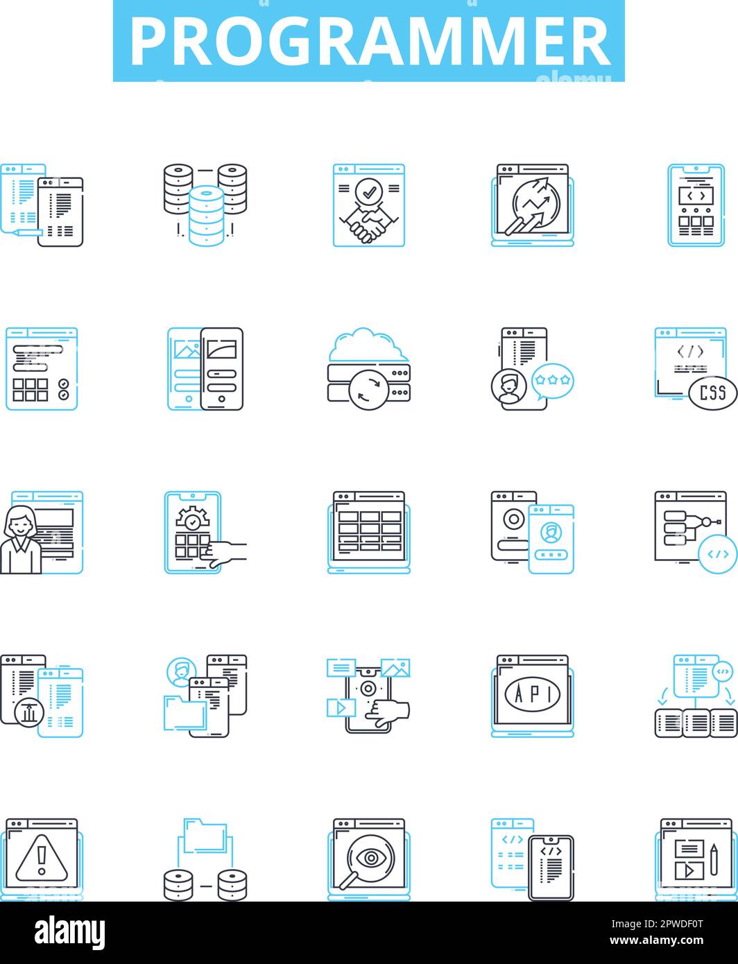 Programmer vector line icons set. Developer, Coder, Engineer ... Programmer vector line icons set. Developer, Coder, Engineer ...