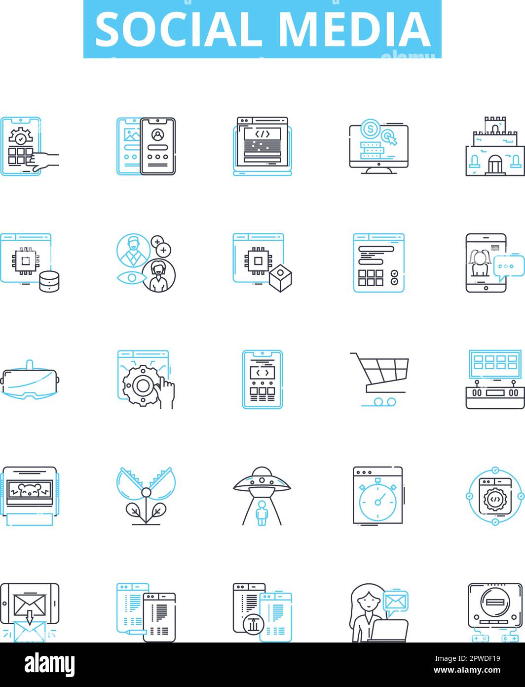 Social Media Vector Line Icons Set Networking Posts Interaction