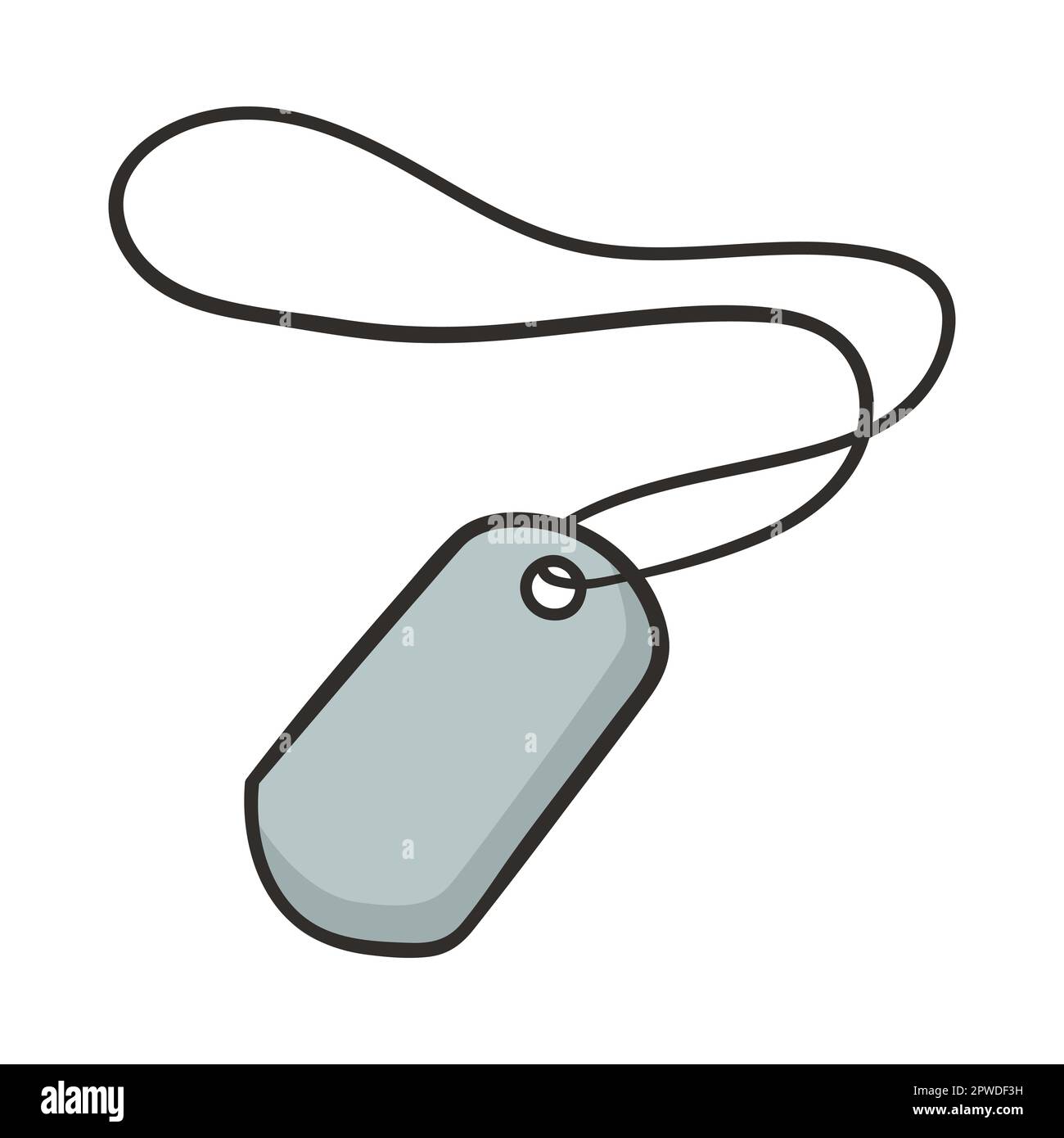 Blank metal tag hanging on a chain doodle cartoon illustration Stock ...