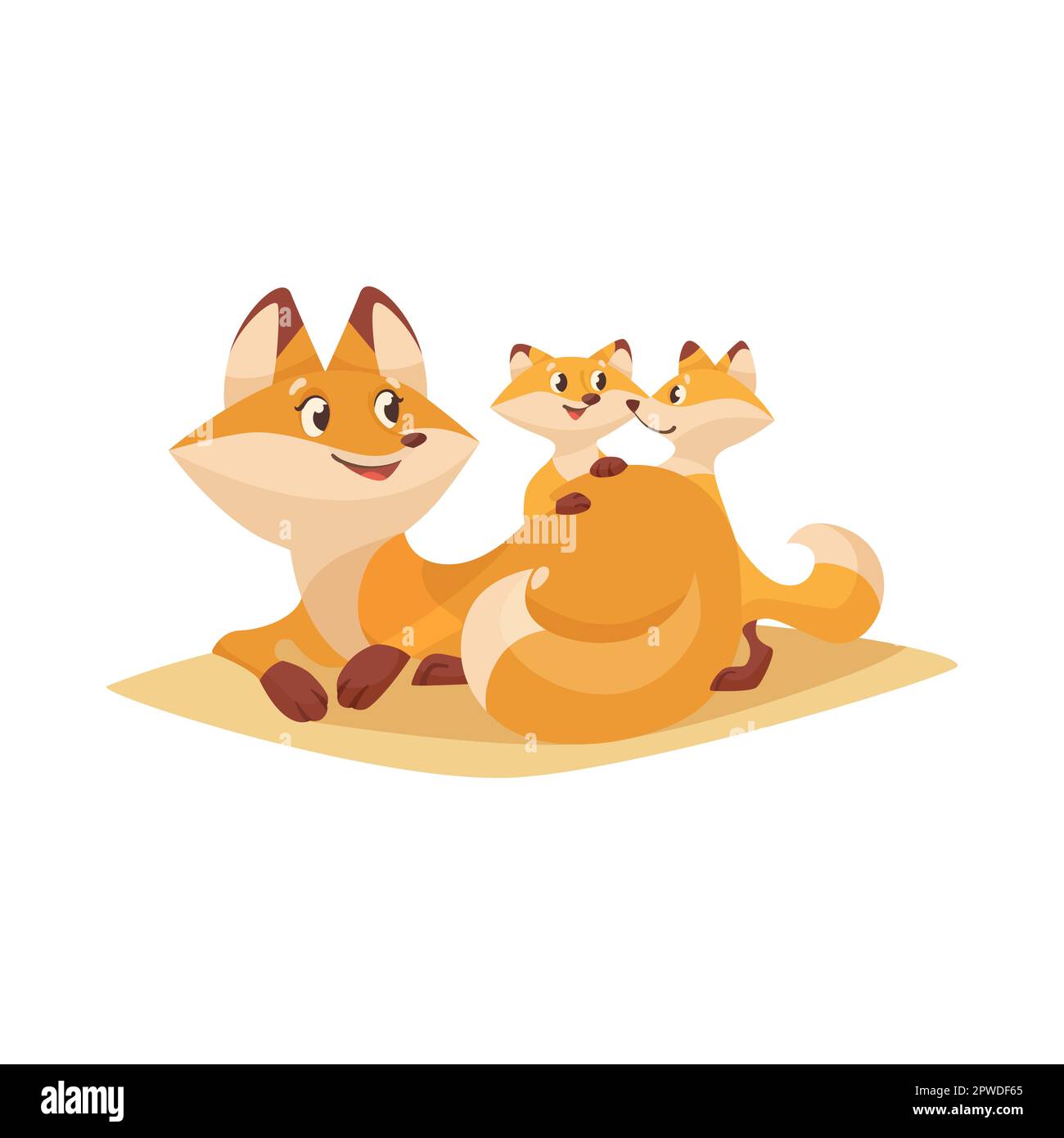 Baby cubs and fox mom cartoon illustration Stock Vector Image & Art - Alamy