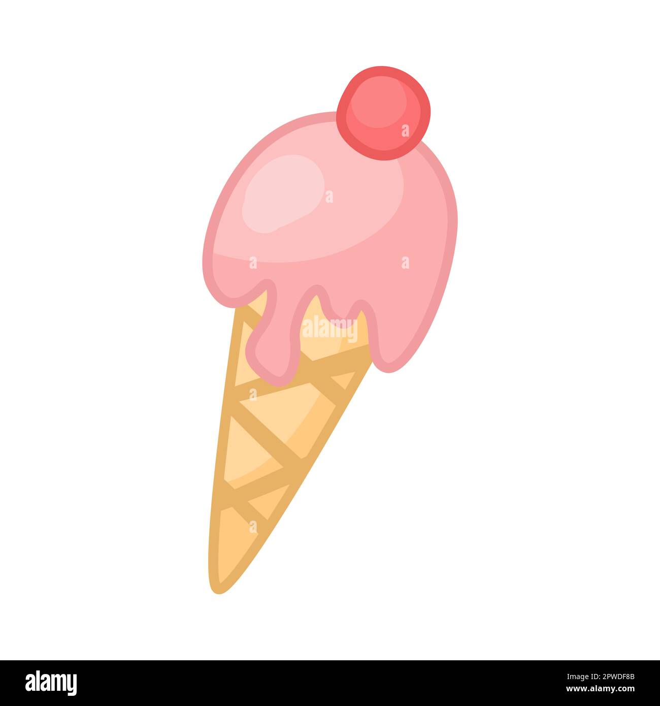 Cute pink ice-cream cone cartoon illustration Stock Vector Image & Art - Alamy