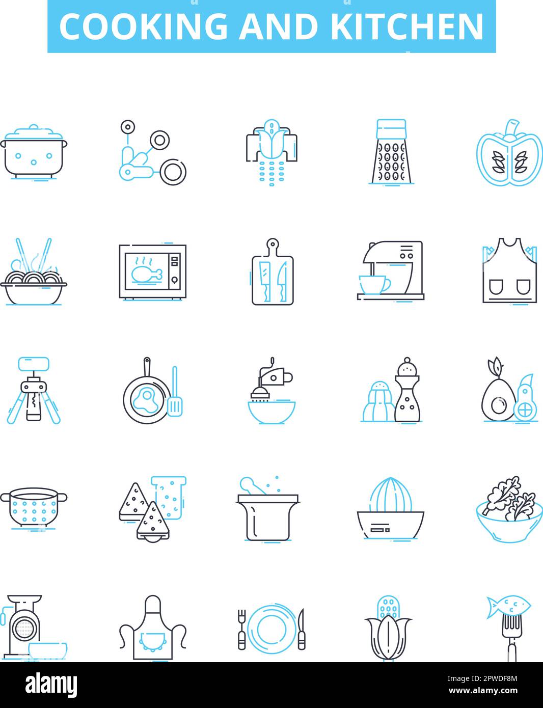 Cooking and kitchen vector line icons set. Cooking, Kitchen, Food ...