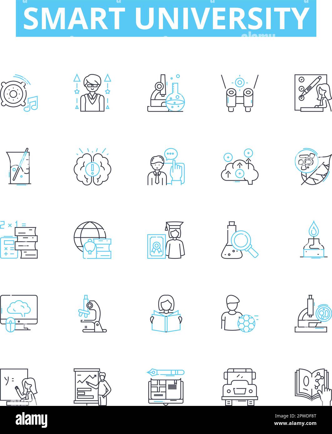 Smart university vector line icons set. Smart, University, Educational ...