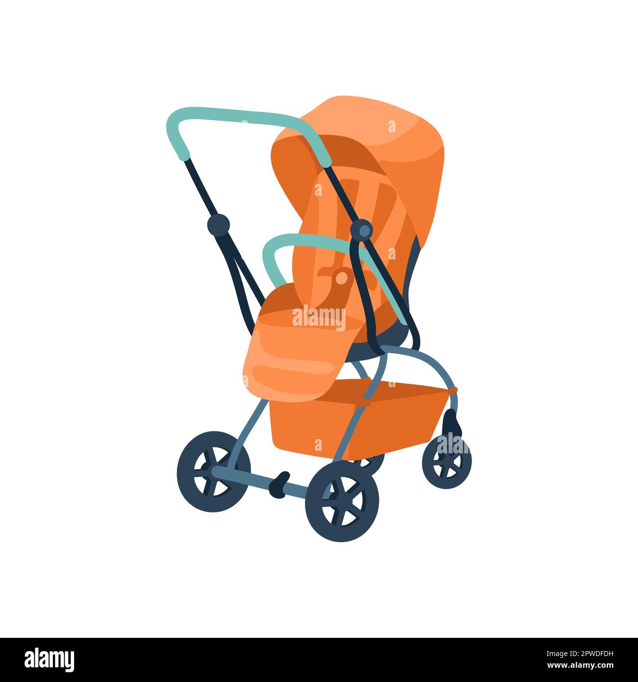 Bright orange stroller for babies vector illustration Stock Vector ...