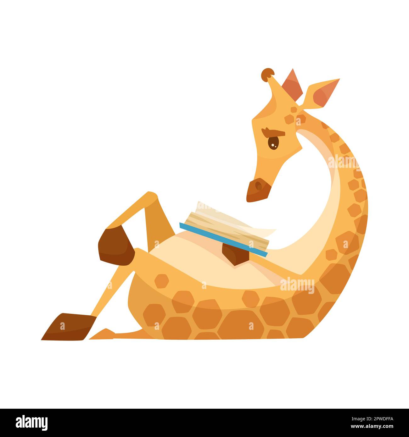 Cute giraffe cartoon character reading vector illustration Stock Vector ...