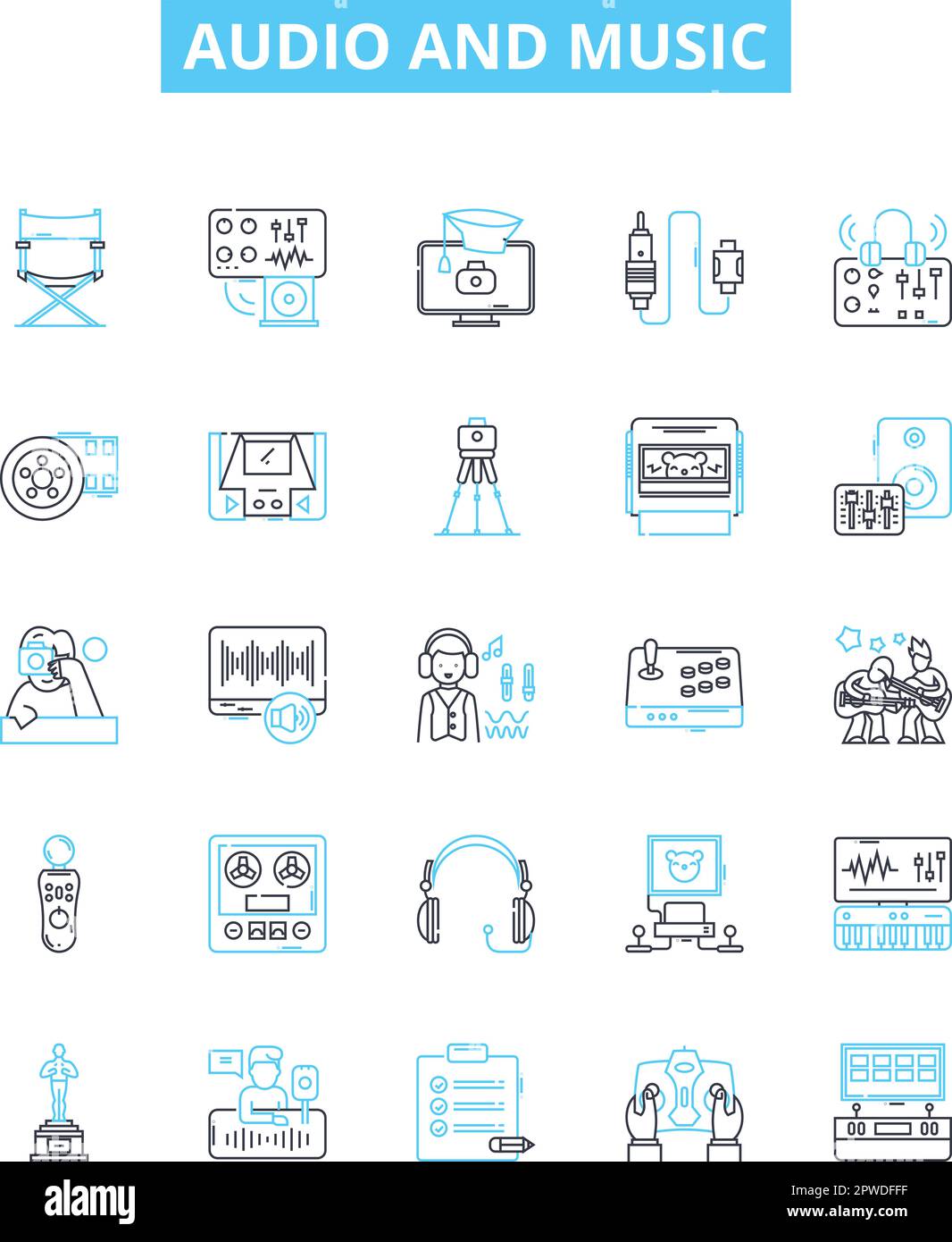 Audio and music vector line icons set. Music, Audio, Sound, Melody ...