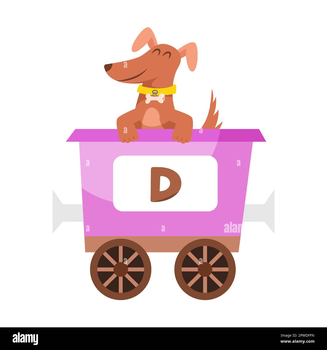 letter D, dog. Cute animal in colorful alphabet train. Vector ...