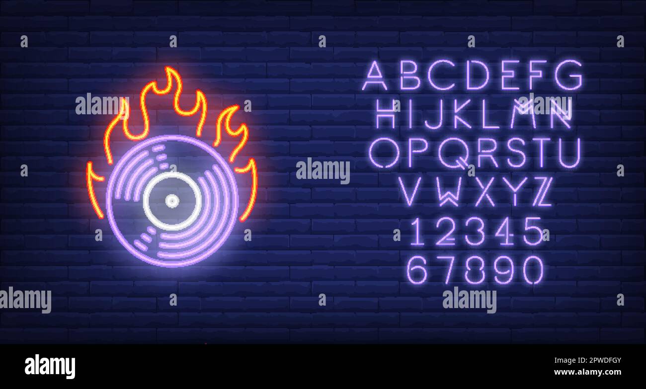 Firing vinyl record neon sign Stock Vector Image & Art - Alamy