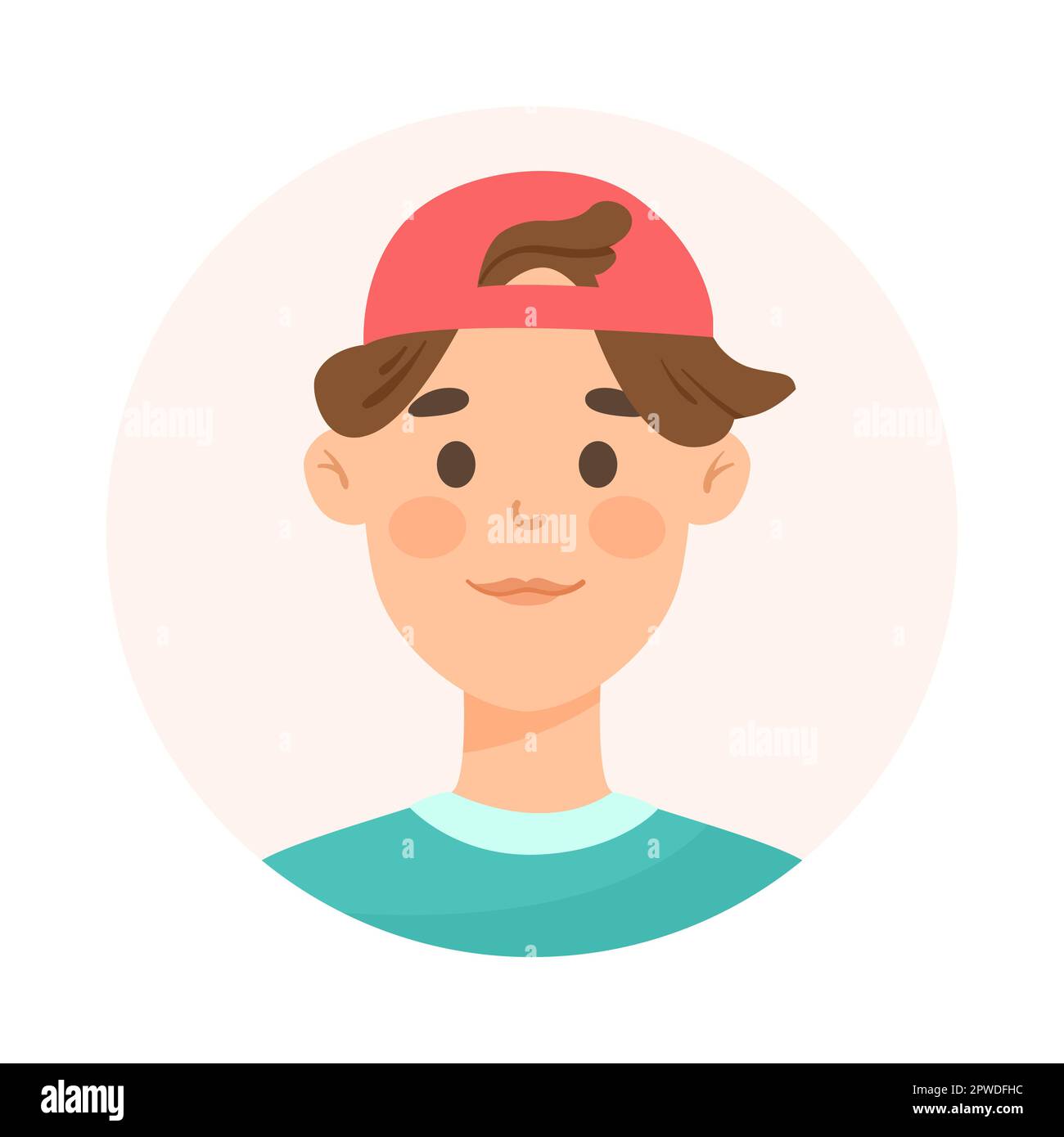 Young man with dark hair wearing cap avatar cartoon illustration Stock ...