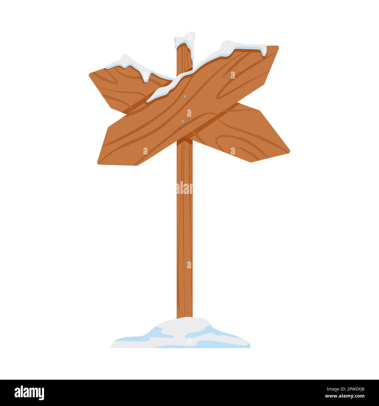 Vintage wooden arrow pointer covered with snow vector illustration ...