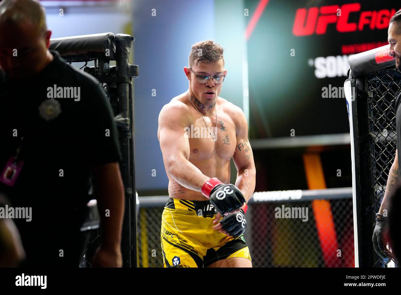LAS VEGAS, NV - April 29: Caio Borralho in a Middleweight bout at UFC ...