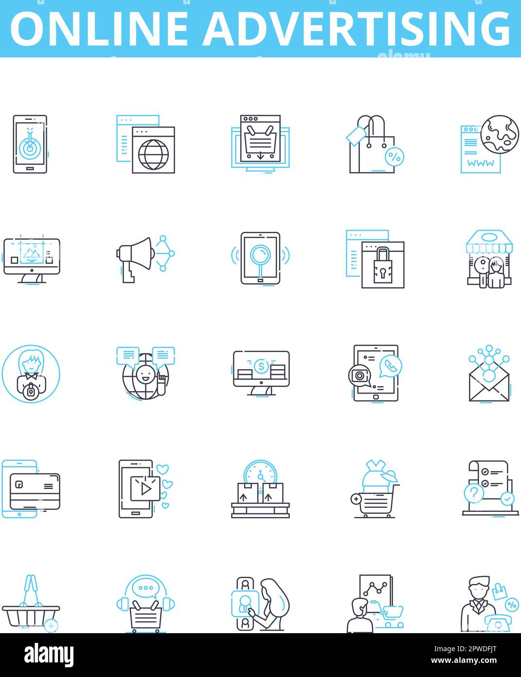 Online advertising vector line icons set. Online, Advertising, Digital ...