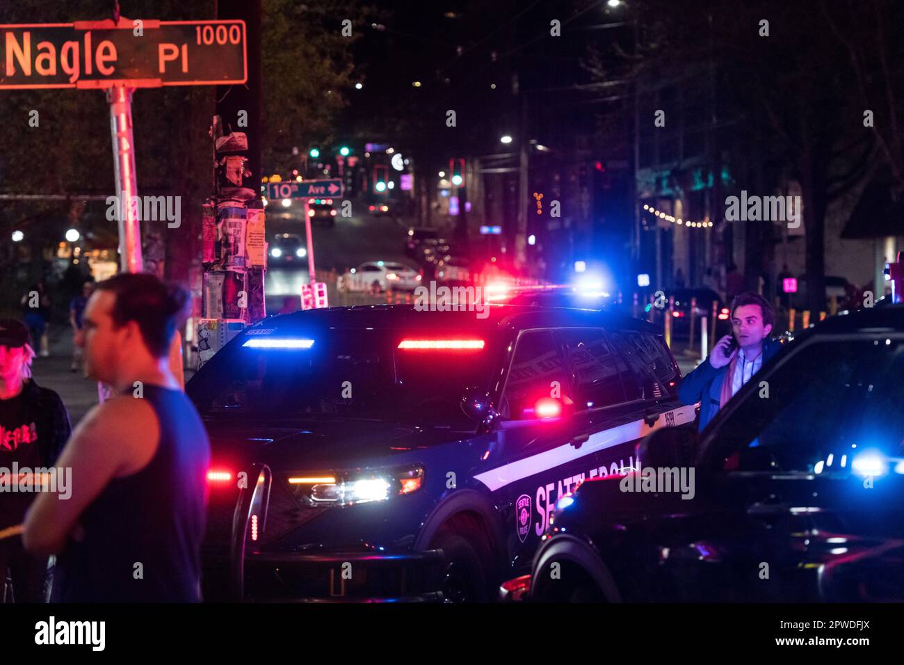 Seattle, USA. 29 Apr, 2023. Just before 10:30pm Police received a 911 ...