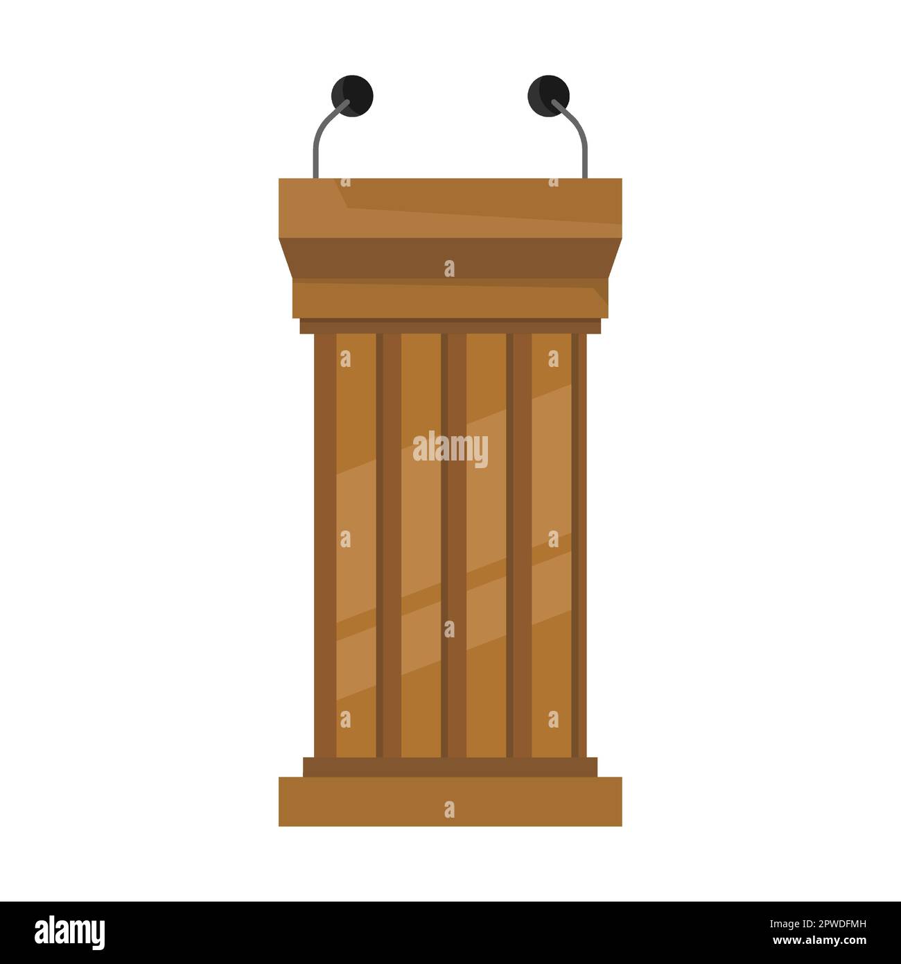 wooden carved debate rostrum and platform with double microphone ...