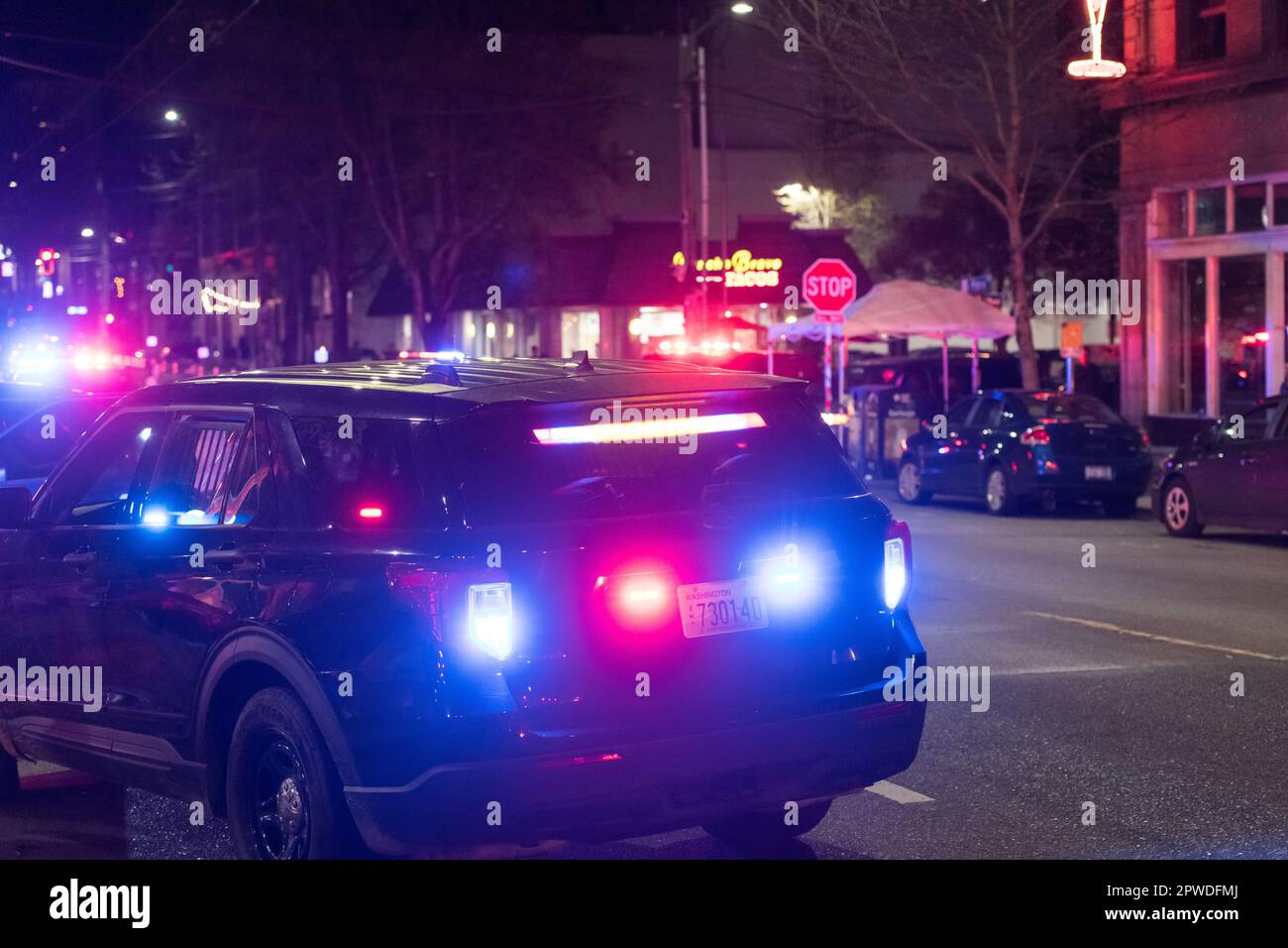 Seattle, USA. 29 Apr, 2023. Just before 10:30pm Police received a 911 ...