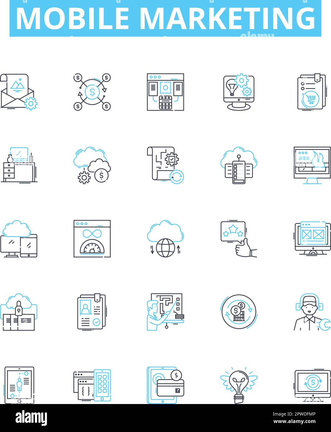 Mobile marketing vector line icons set. Mobile, Marketing, Advertising ...