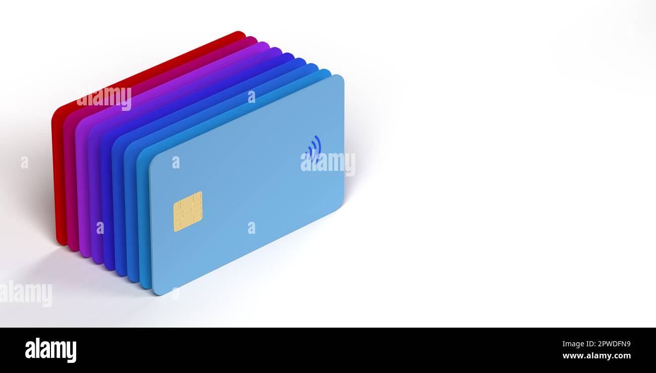 Credit card colored isometric, side view. Shadow isolated on white ...