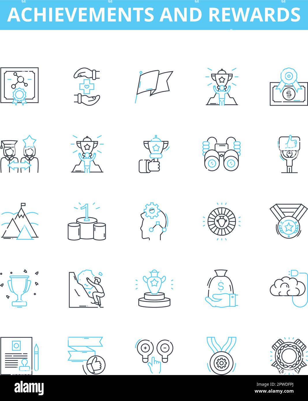 Achievements and rewards vector line icons set. Awards, Merits, Honors ...