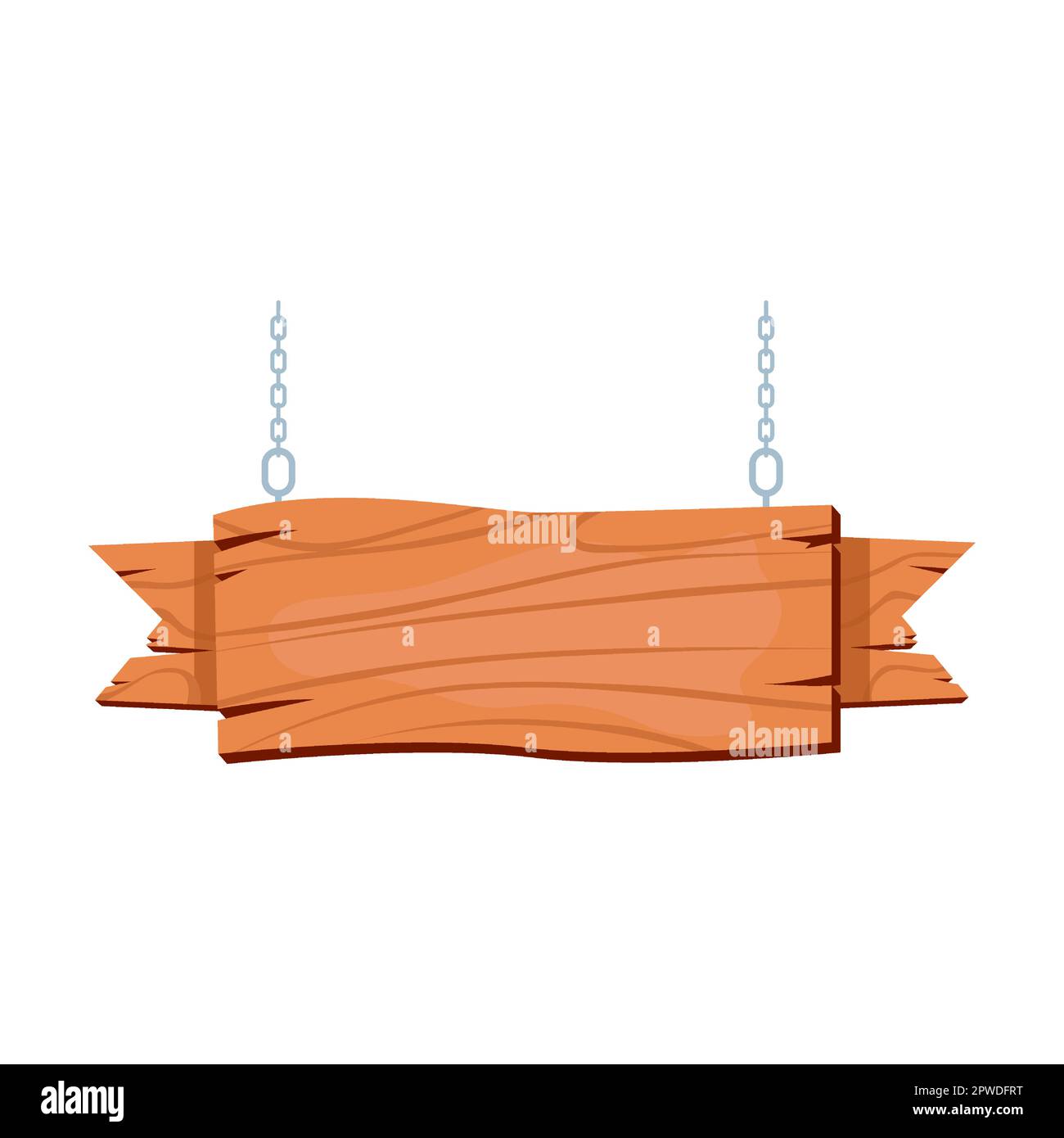 Hanging wooden sign vector illustration. Bank signboard made of wood on ...