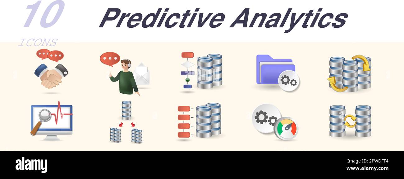 Predictive Analytics Set Creative Icons Potential Clients Data Structure File Management