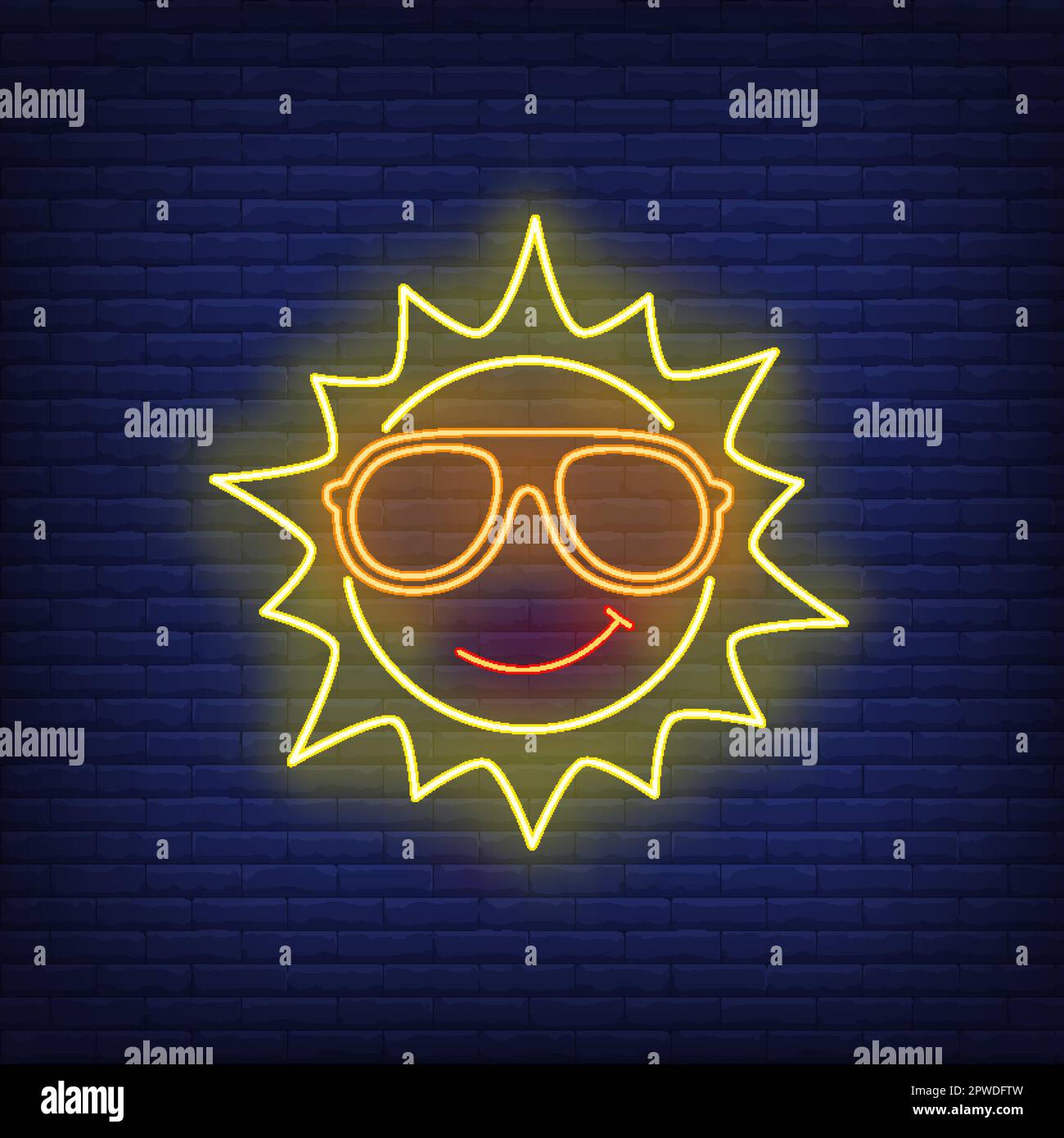 Smiling sun wearing sunglasses neon sign Stock Vector Image & Art - Alamy