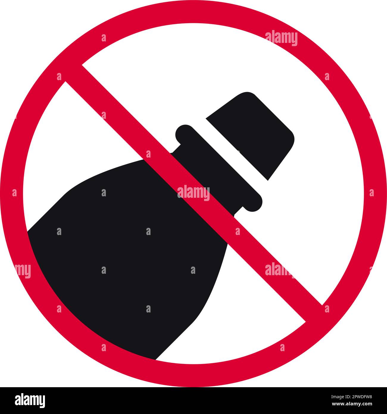 No plastic bottle prohibited sign, forbidden modern round sticker ...