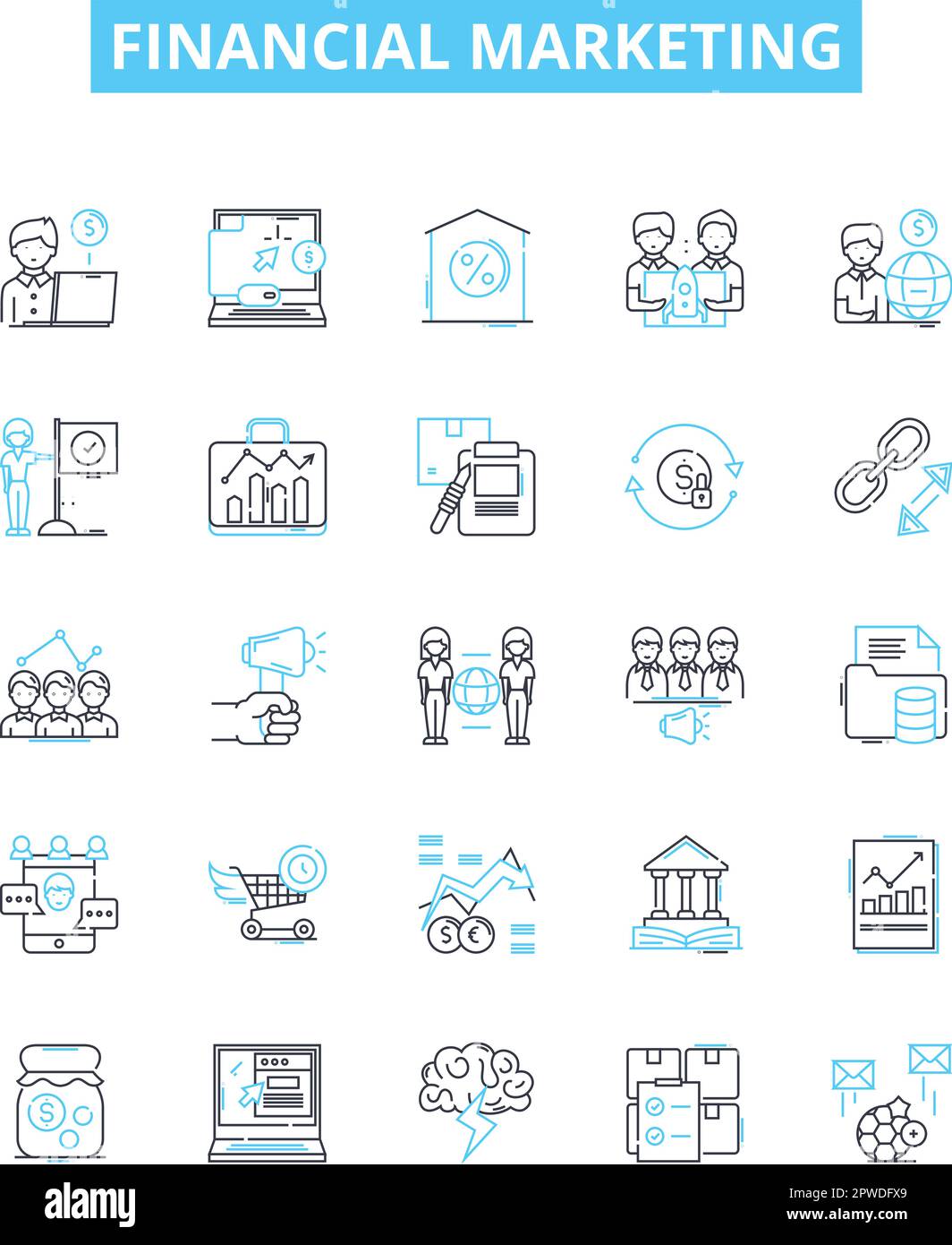 Financial marketing vector line icons set. Finance, Marketing, Money ...