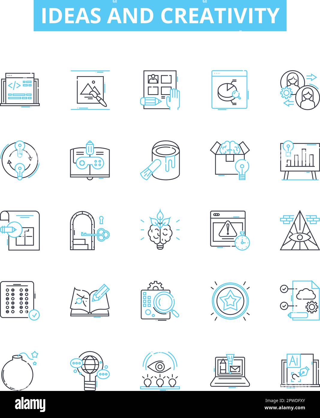 Ideas and creativity vector line icons set. Ideas, Creativity ... Ideas and creativity vector line icons set. Ideas, Creativity ...