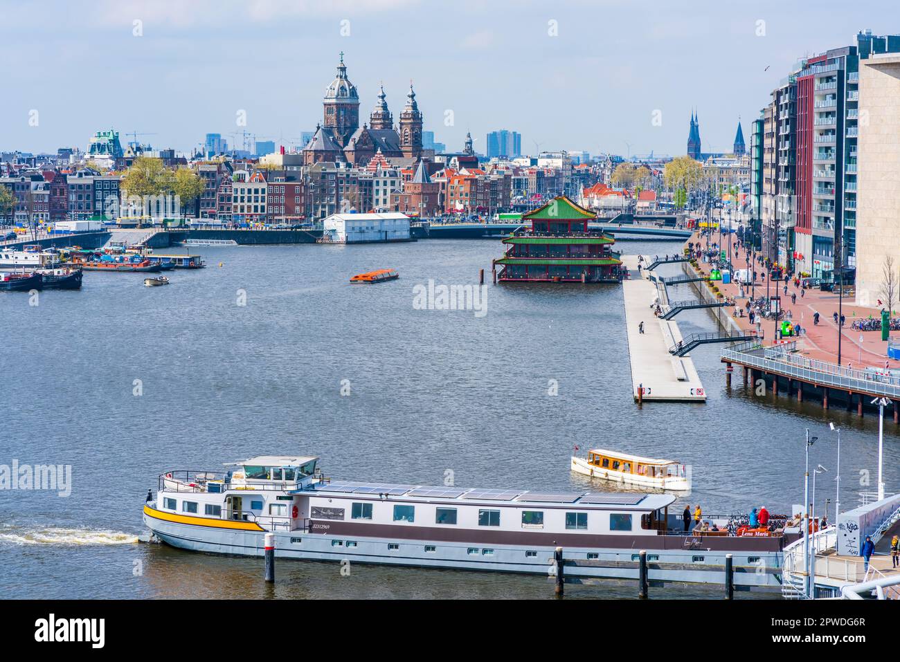 AMSTERDAM, HOLLAND - APRIL 18 2023:Oosterdock (Eastern Dock) is a former wet dock in Amsterdam ...