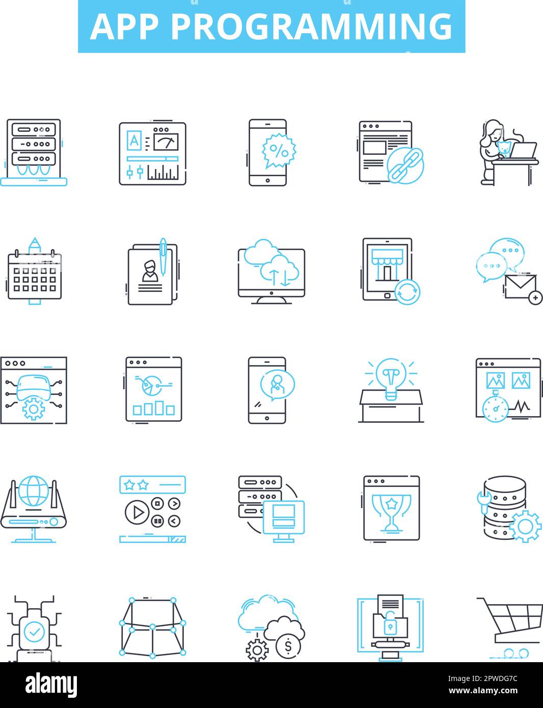 App Programming Vector Line Icons Set App Programming Coding Development Ios Android