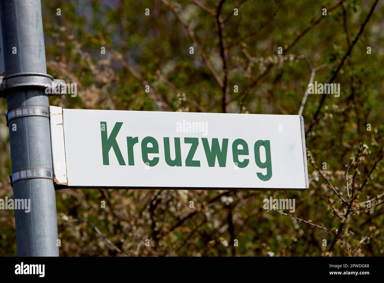 german sign showing street name KREUZWEG Stock Photo - Alamy
