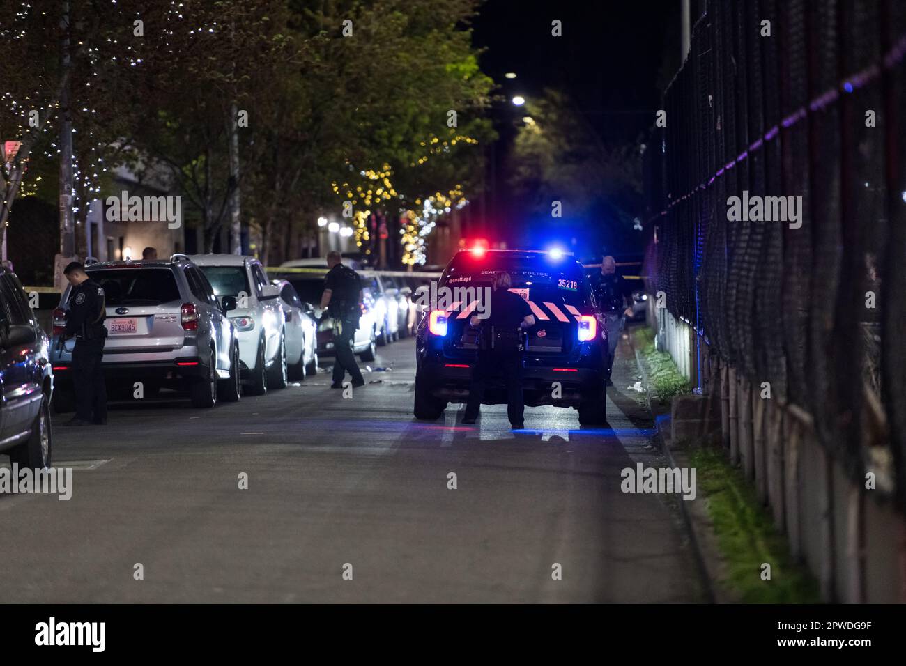Seattle, USA. 29 Apr, 2023. Just before 10:30pm Police received a 911 ...