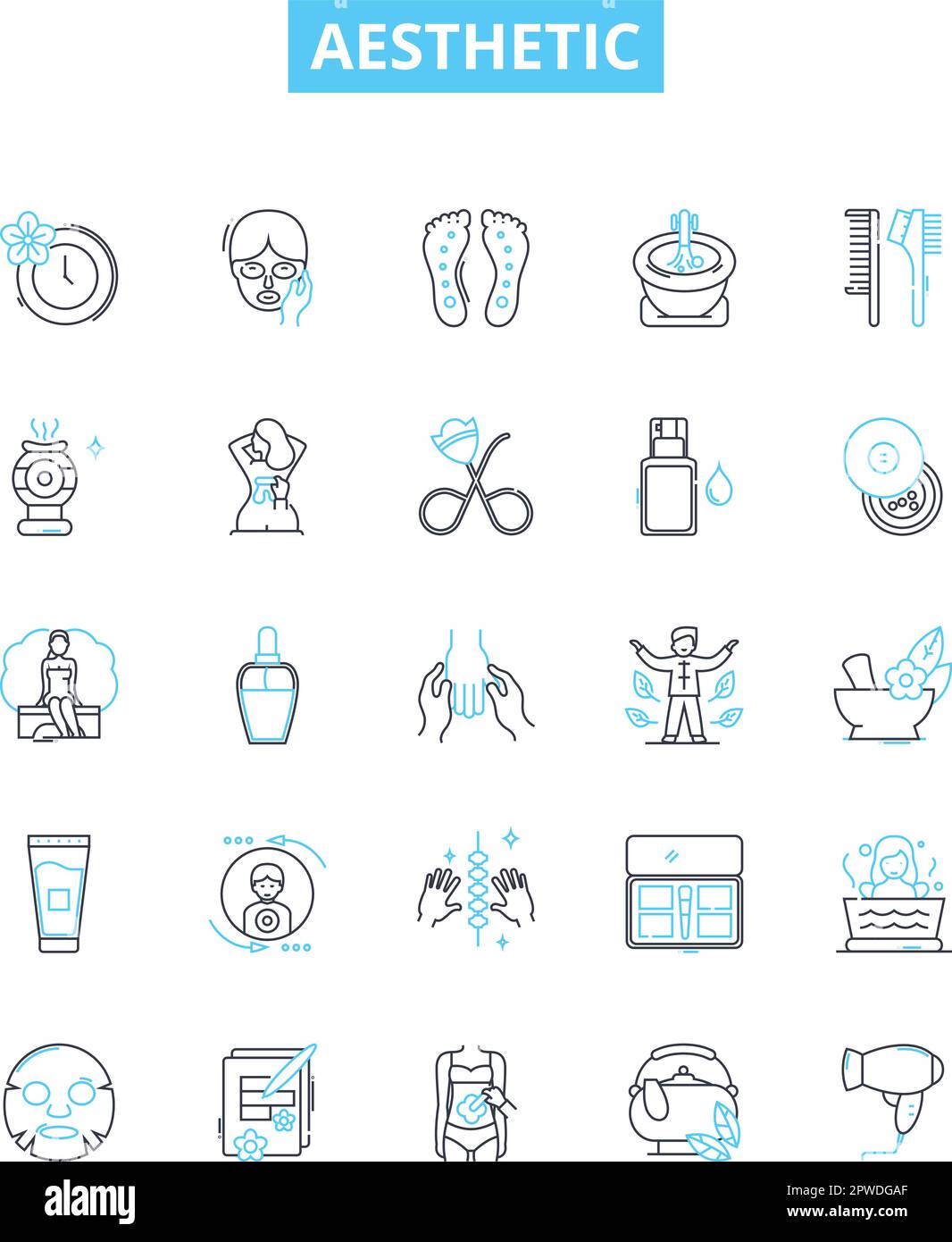 Aesthetic vector line icons set. Beautiful, Pretty, Elegant, Artistic ...