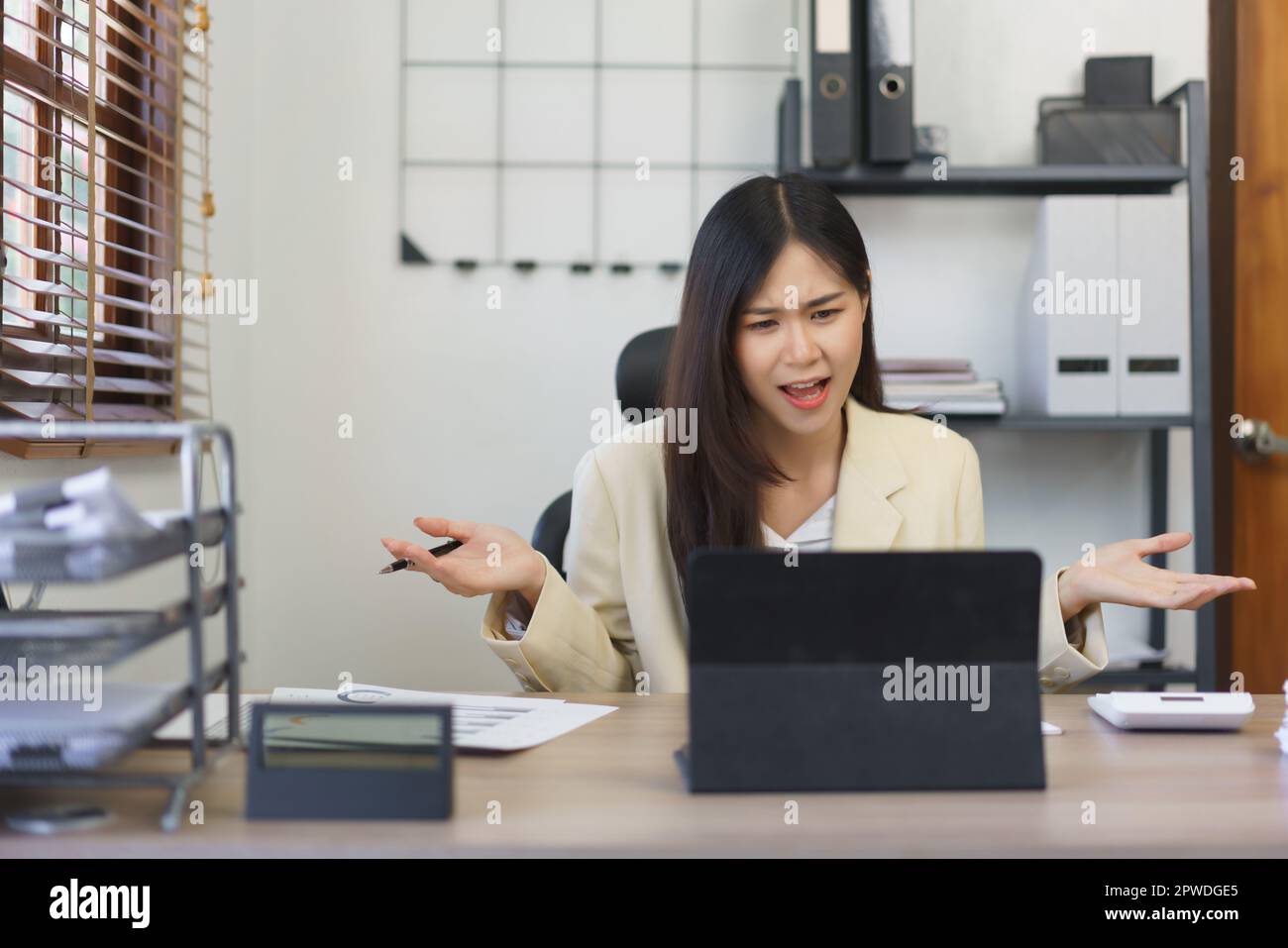 Work of secretary concept, Female secretary explains data to executive ...
