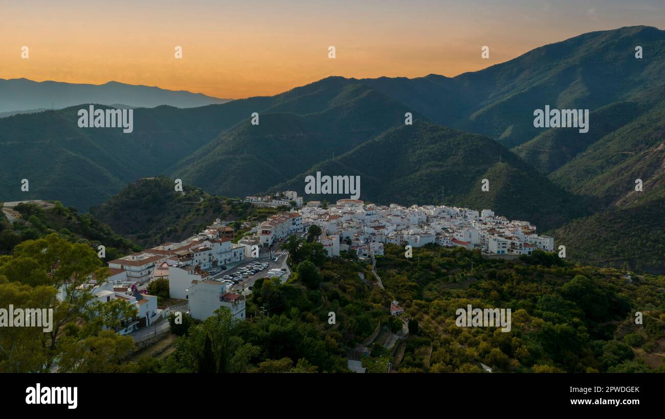 aerial view of the beautiful village of Istan in the province of Malaga ...