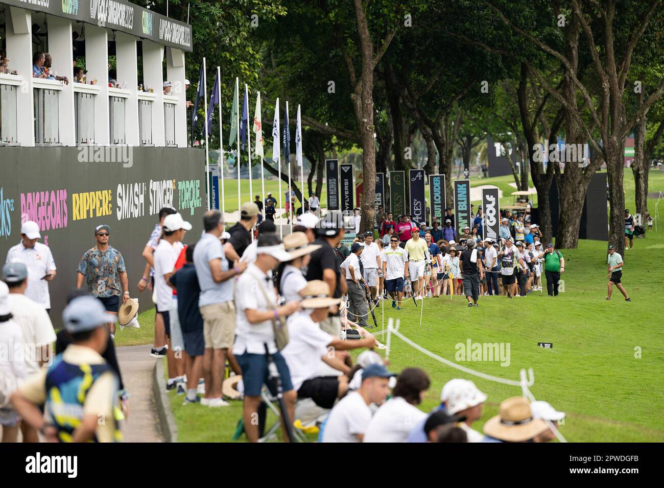 Fans on the 18th green during the final round of LIV Golf Singapore at ...