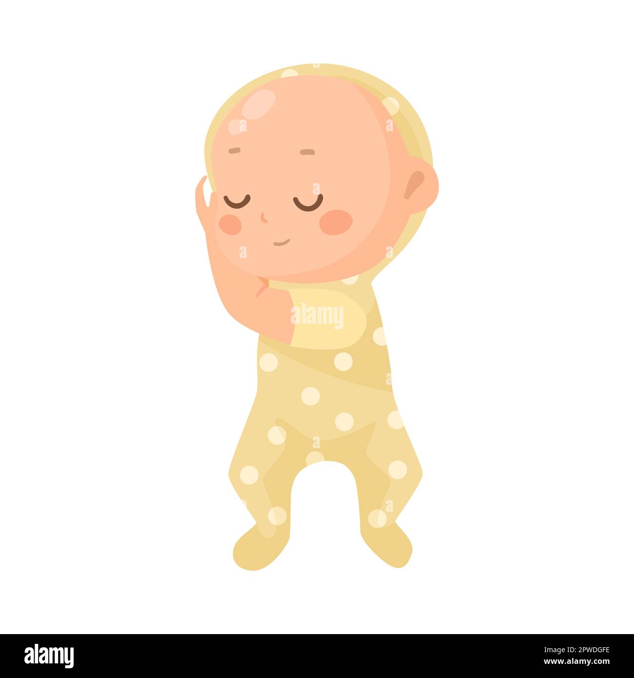 Cute newborn in green suit sleeping cartoon illustration Stock Vector ...